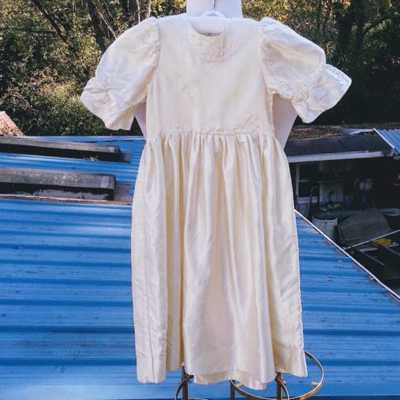 Vintage | Dresses | Vintage Ivory Satin Babys Christening Dress ...